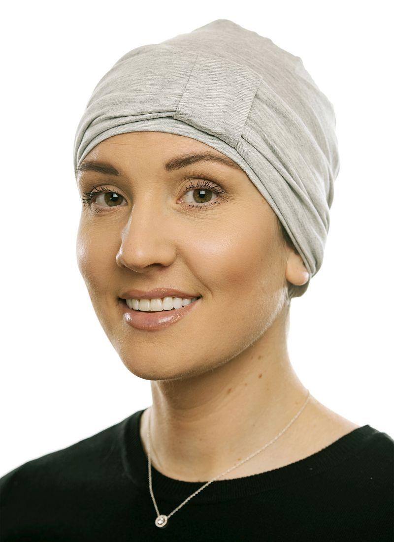 Smukke hatte og turbans til kræftramte kvinder, Grå Meleret Turban med ...
